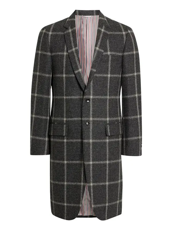 Thom Browne Checked Wool Coat - Dark Gray