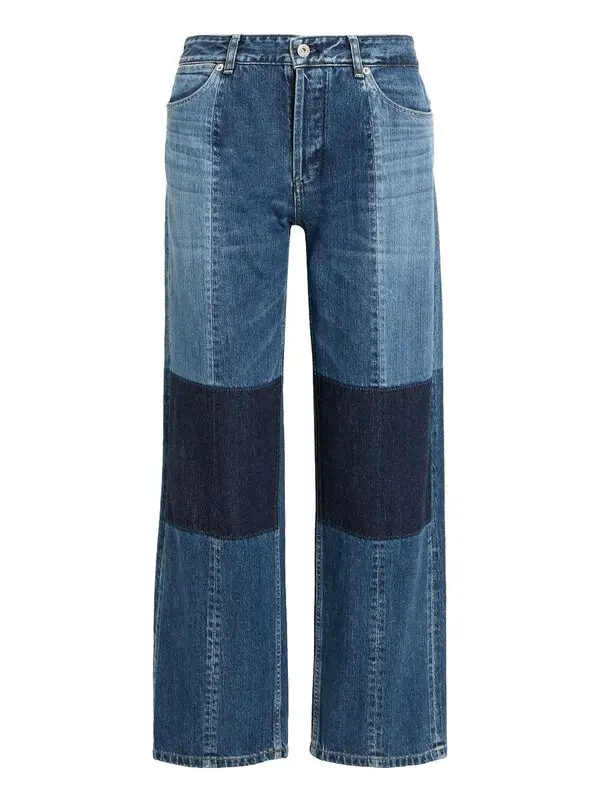 JIL SANDER Patchwork High-rise Straight-leg Jeans - Mid Denim