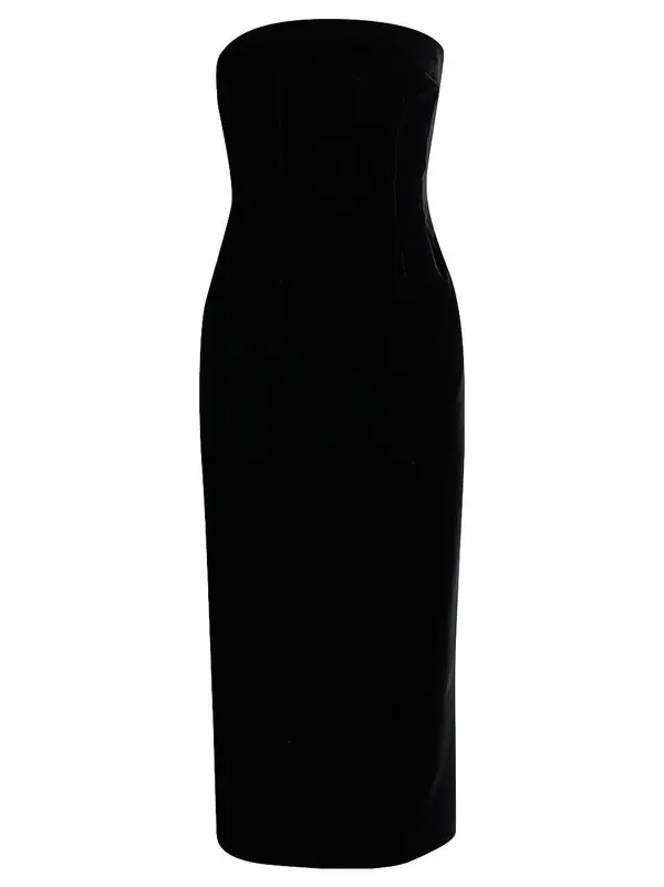 Wardrobe.NYC Strapless Velvet Midi Dress - Black