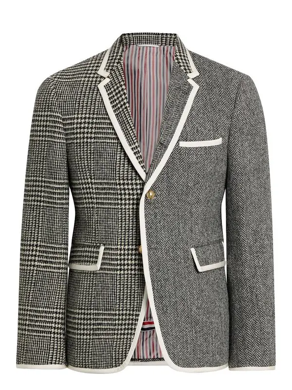 Thom Browne Herringbone Wool-tweed Blazer - Black