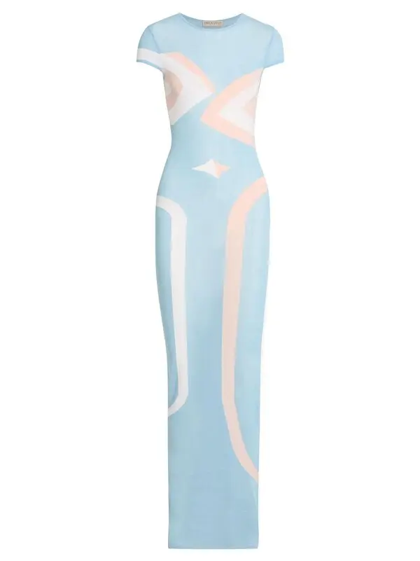 Emilio Pucci Jacquard-knit Cotton-blend Maxi Dress - Light Blue
