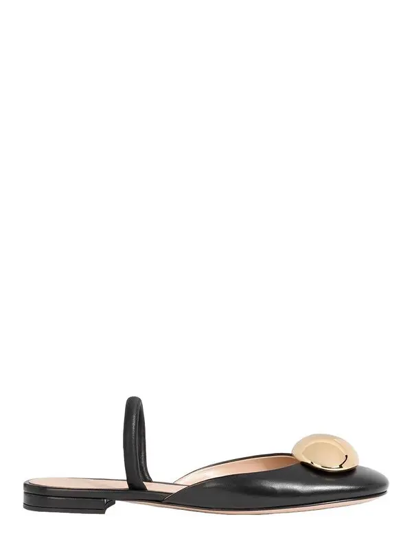 GIANVITO ROSSI Sphera Embellished Leather Flats - Black