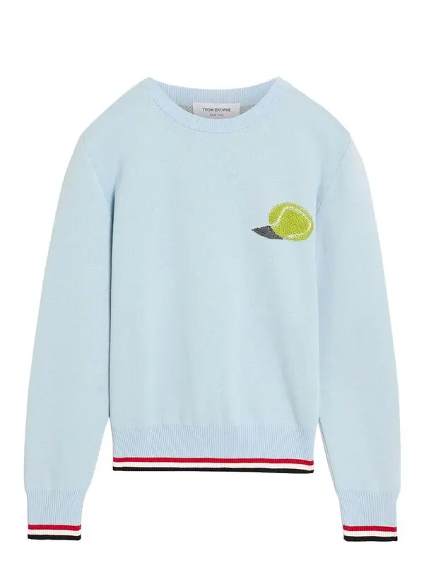 Thom Browne Jacquard-knit Cotton Sweater - Light Blue