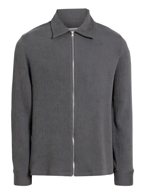 Sandro Ribbed-knit Jacket - Dark Gray