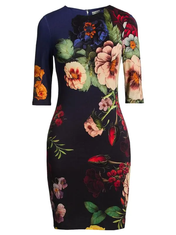 Alice + Olivia Delora Floral-print Mini Dress - Midnight Blue