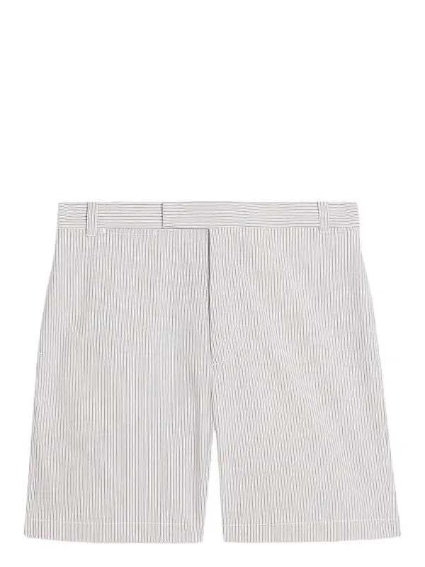 Thom Browne Pinstriped Cotton Ottoman Shorts - Gray