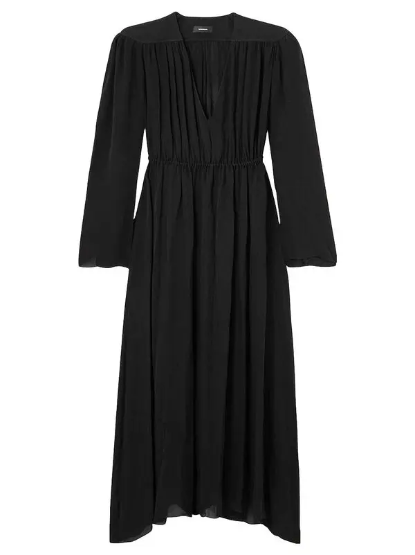 Wardrobe.NYC Gathered Silk-voile Maxi Dress - Black