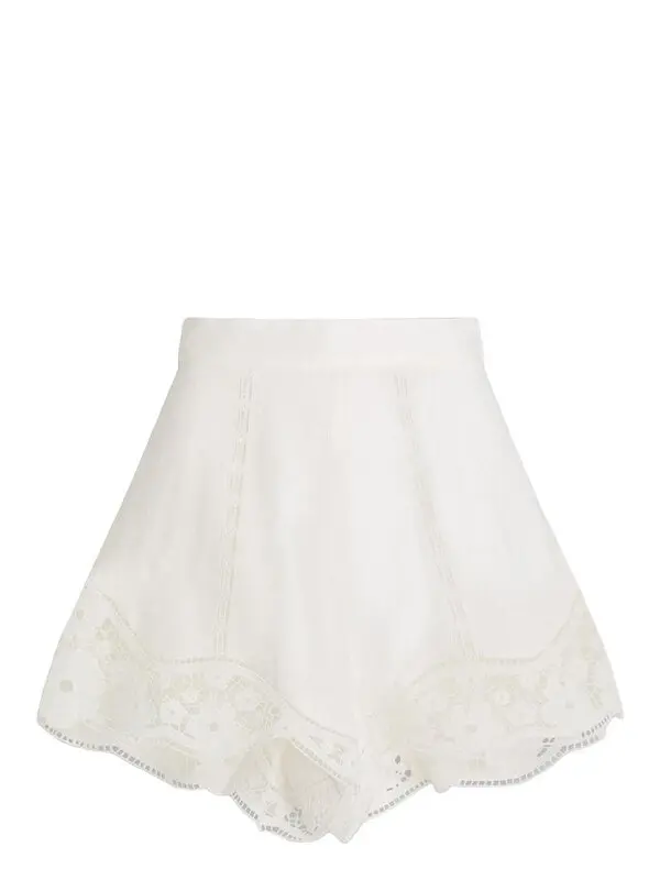 Zimmermann Broderie Anglaise Linen Shorts - Ivory