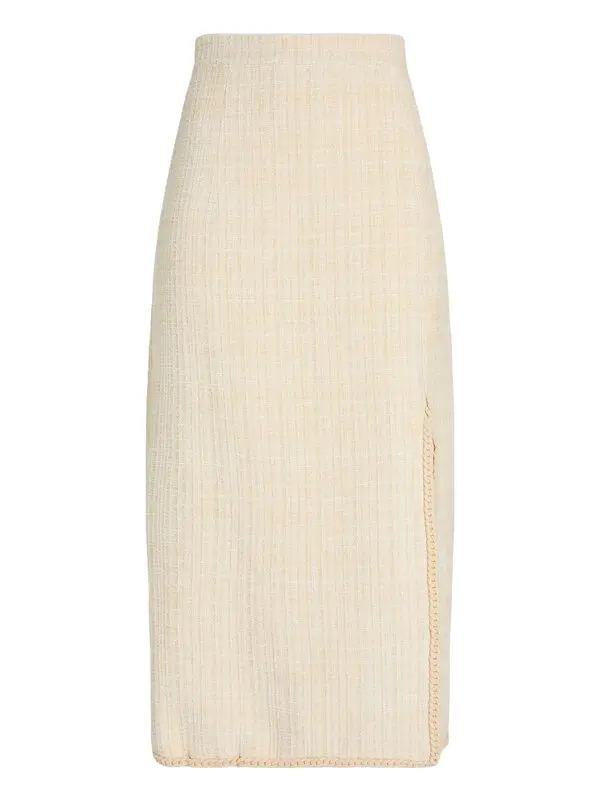 Huishan Zhang Alida Tweed Midi Skirt - Cream