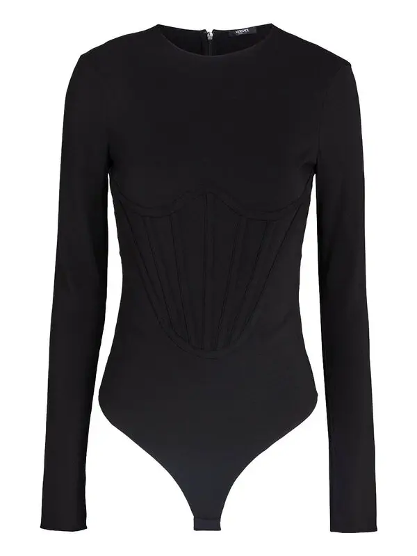Versace Stretch Georgette Bodysuit - Black