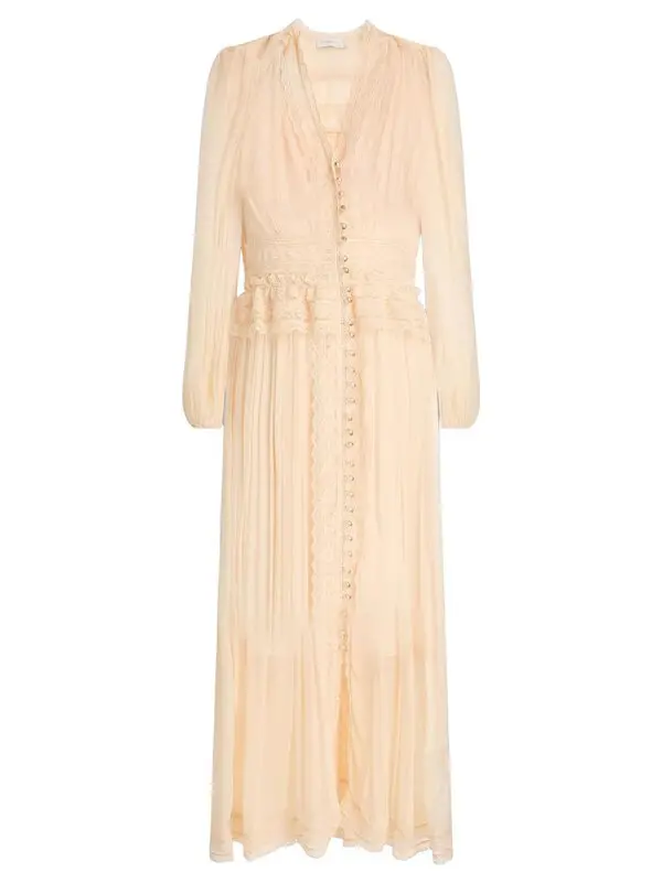 Zimmermann Lace-trimmed Crepon Midi Dress - Pastel Orange