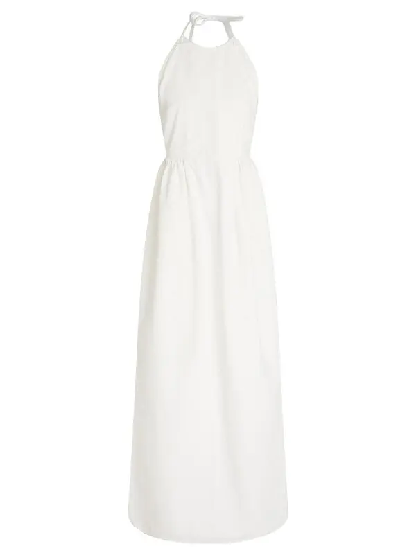 Max Mara Gathered Halterneck Maxi Dress - White