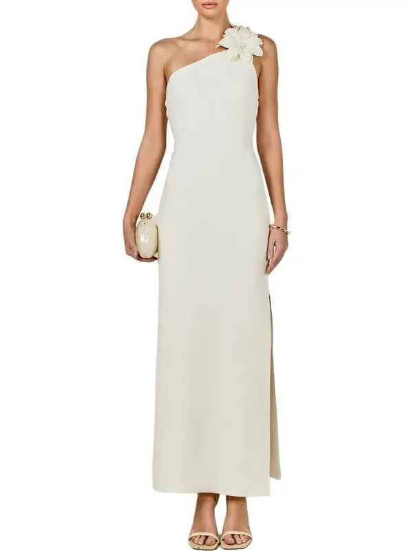 Endless Rose One-shoulder Knit Maxi Dress - Off White