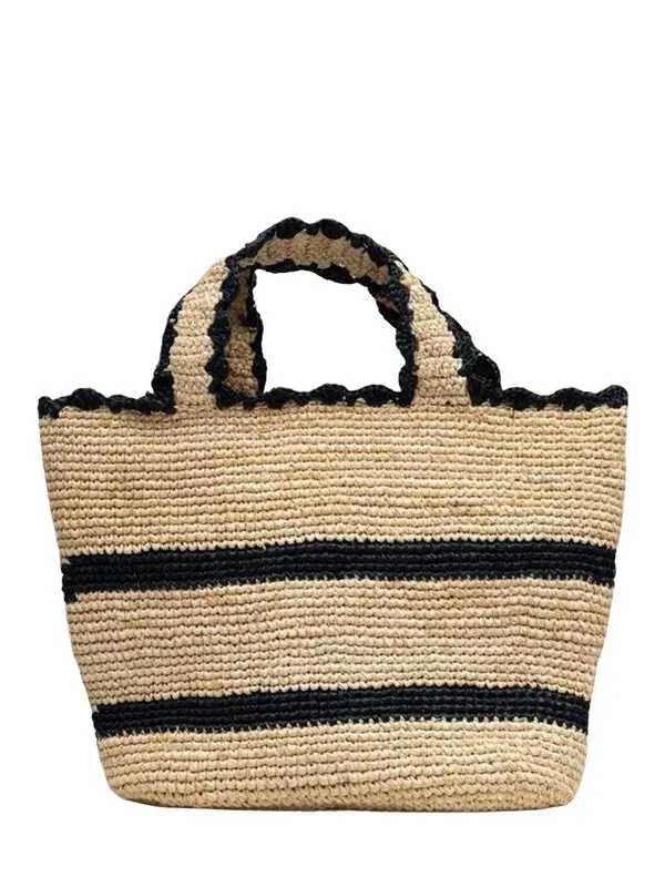 INDEGO AFRICA Odette Beach Mini Tote - Natural & Black Stripe - Mini