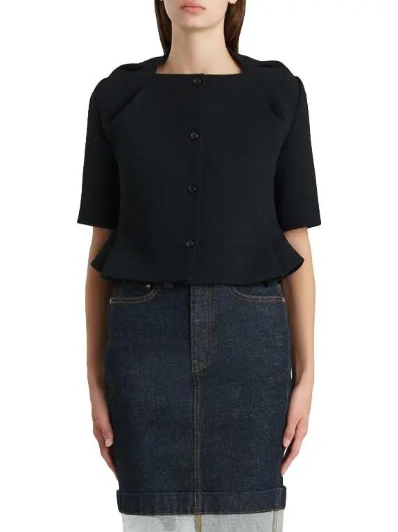 Khaite Franc Crepe Peplum Jacket - Black