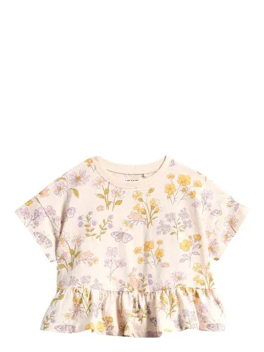 NEXT Floral Frill T-shirt - Neutral