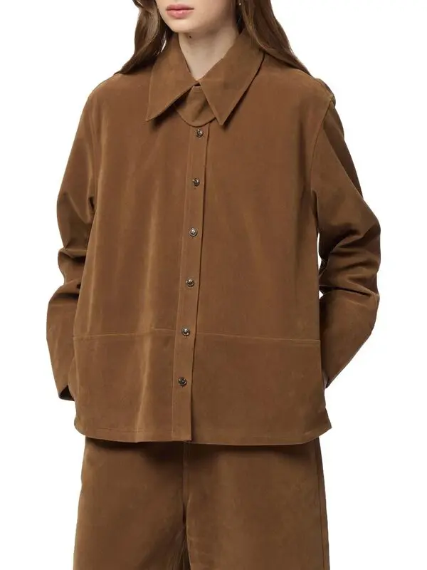 Apparis Ren Faux Suede Overshirt - Saddle Brown
