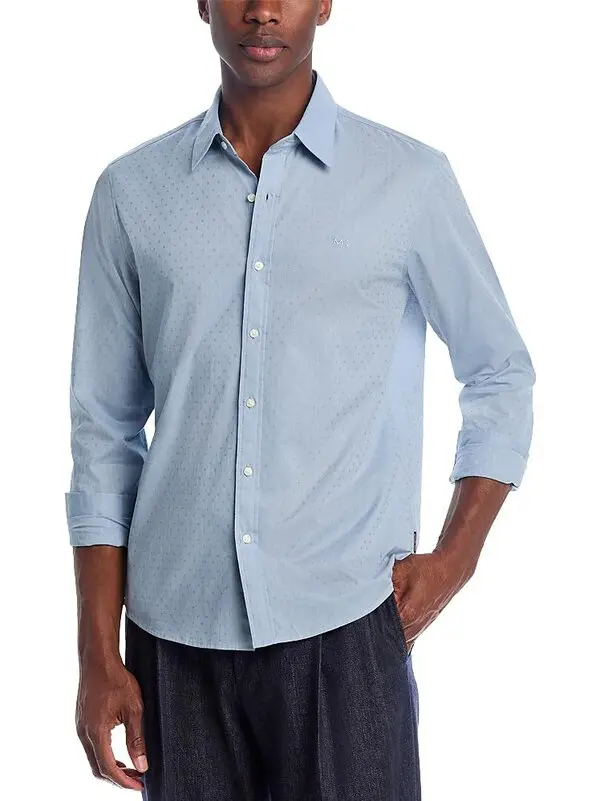 Michael Kors Dobby Dot Slim Fit Button Down Shirt - Chambray