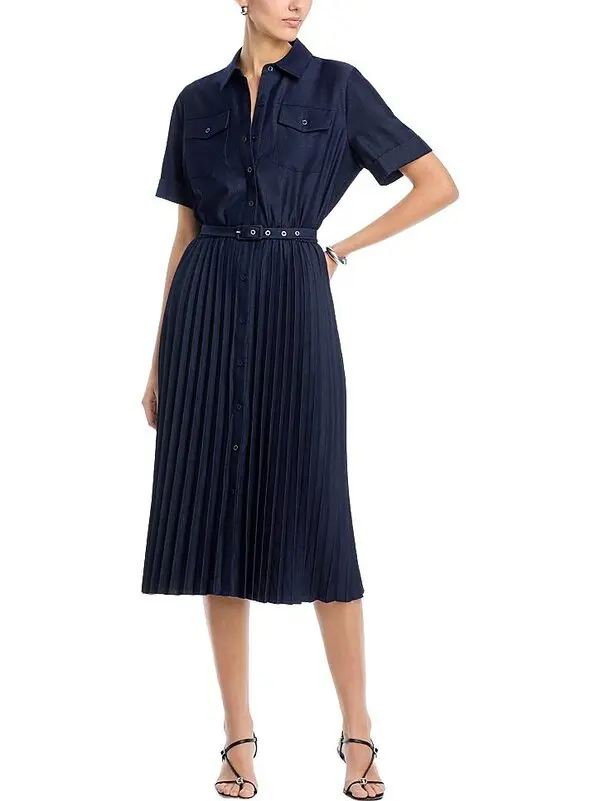 T Tahari Button-down Midi Shirt Dress - Dark Wash