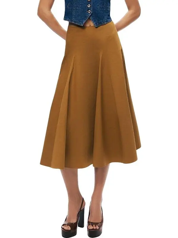 NOCTURNE Flared Midi Skirt - Camel