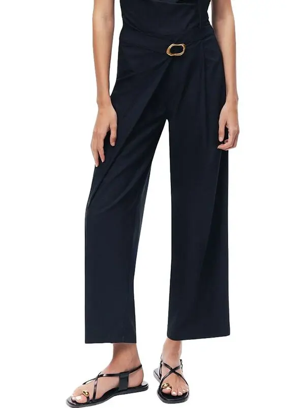 NOCTURNE Asymmetric Buckle Pants - Black