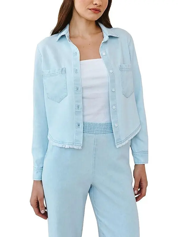 Bella Dahl Two Pocket Fray Hem Shirt - Coastal Fade