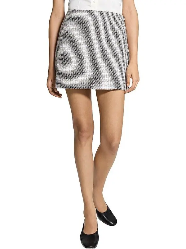 Theory High Waisted Mini Skirt In Striped Tweed - Lavender Mutli