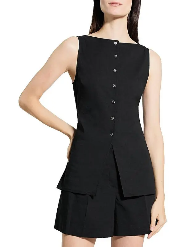 Theory Cutaway Vest Top - Black