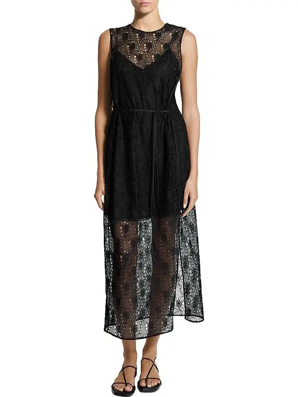 Theory Lace Tie Waist Dress - Black