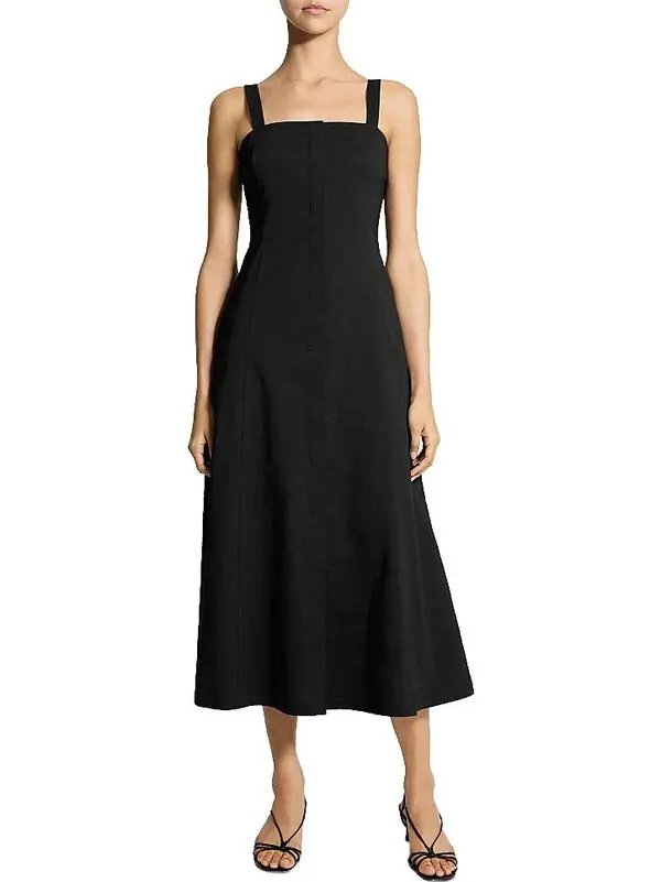 Theory Square Neck Midi Dress - Black