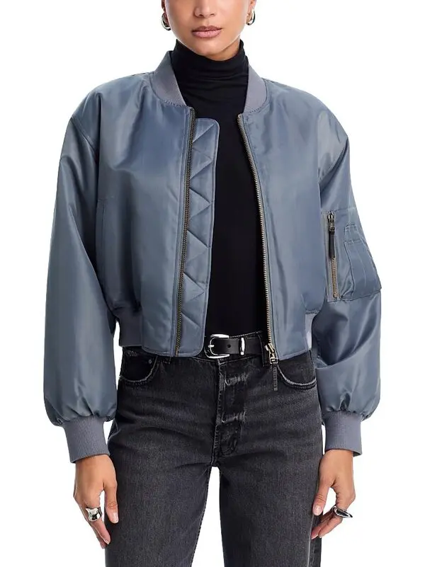 ANINE BING Leon Cropped Bomber Jacket - Dark Grey