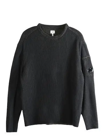 C.P. COMPANY Crewneck Fleece Sweater - Black