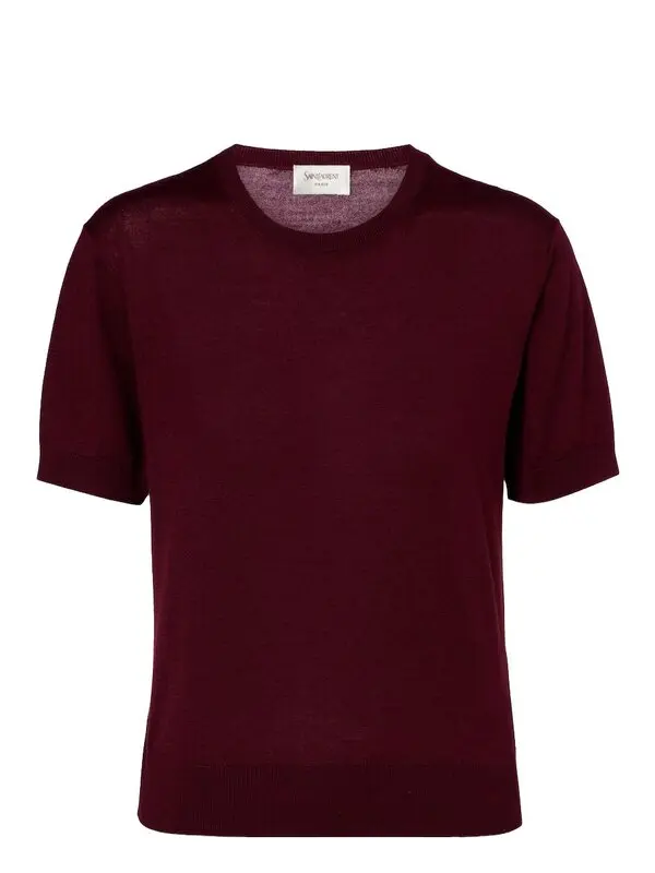 Saint Laurent Wool, Cashmere, And Silk Sweater - Burgundy