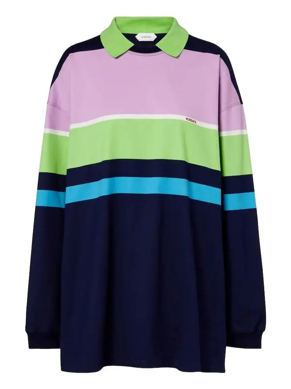 Versace Striped Cotton Jersey Polo Sweater - Multicoloured