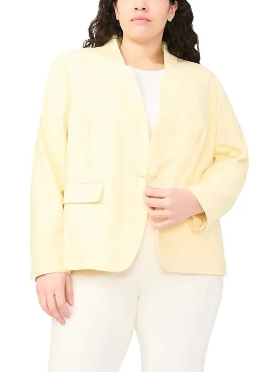 Halogen Inverted Lapel Linen Blend Blazer - Pastel Yellow