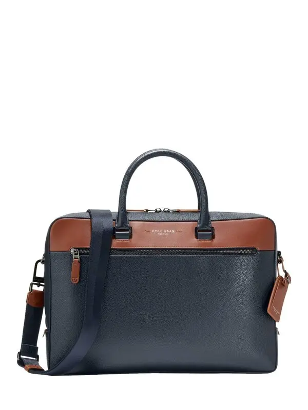 Cole Haan Leather Briefcase - Navy Blazer/new British Tan