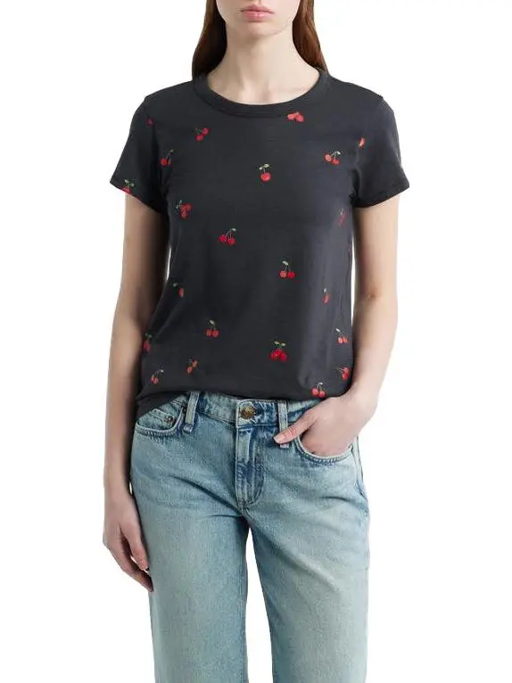 Rag & Bone Cherry Print Cotton T-shirt - Black Multi