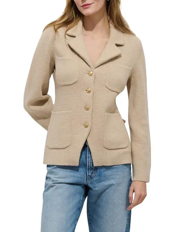 ALEX MILL Notched Collar Cotton And Cashmere Cardigan - Sand
