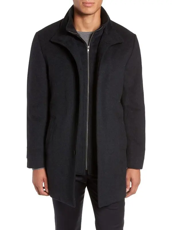 Nordstrom Hudson Wool Car Coat - Navy Melange