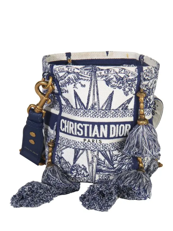 Dior Toile De Jouy Embroidery D-bubble Bucket Bag - Blue