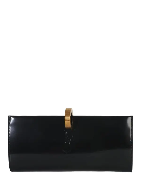 Saint Laurent Brushed Leather Daria Minaudière Clutch - Black