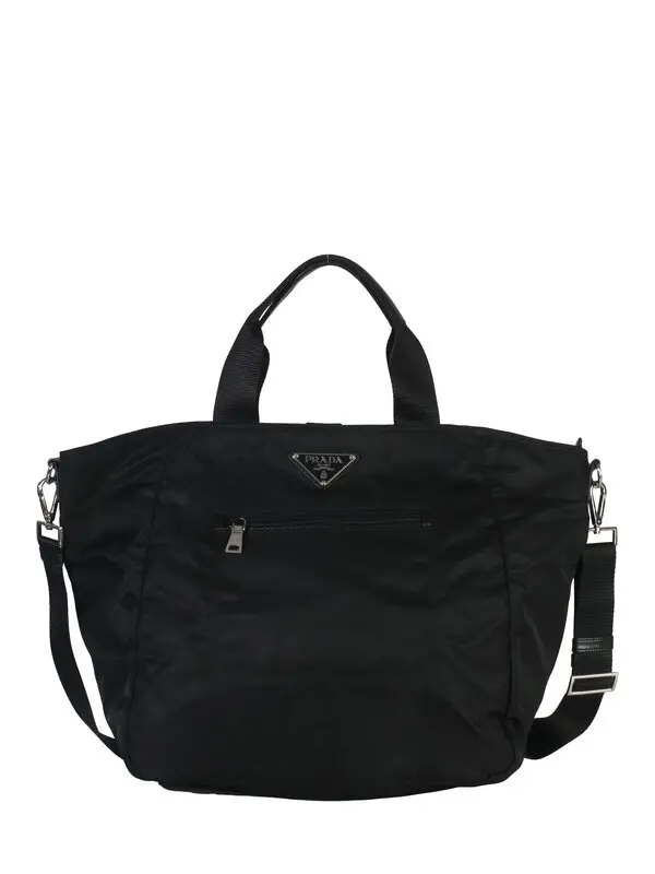 Prada Tessuto Saffiano Leather Weekender Tote - Black