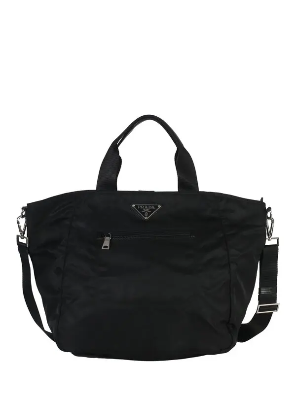 Prada Tessuto Saffiano Leather Weekender Tote - Black