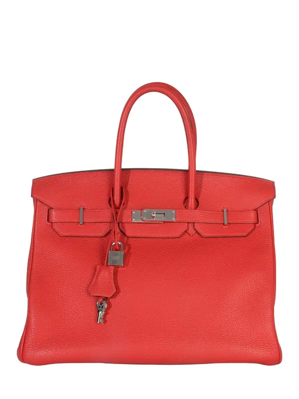 Hermès Rouge Casaque Togo Birkin 35 Phw - Red