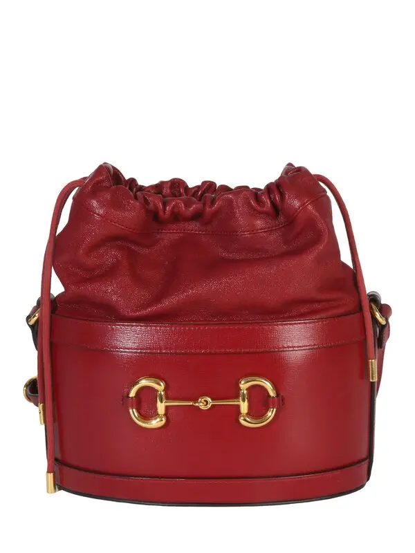 Gucci Calfskin Horsebit 1955 Drawstring Bucket Bag - Red