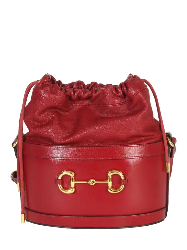 Gucci Calfskin Horsebit 1955 Drawstring Bucket Bag - Red