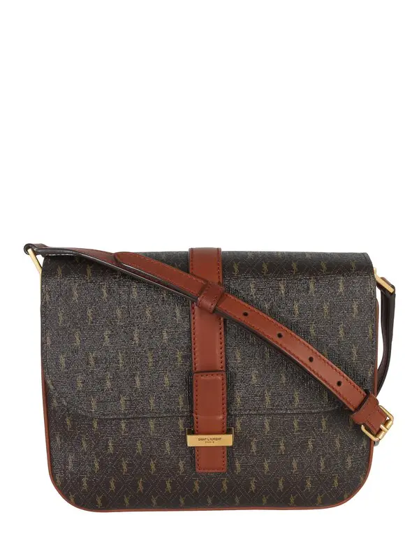 Saint Laurent Canvas Le Monogramme Sac Besace Shoulder Bag - Brown