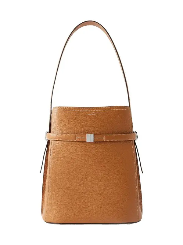 TOTEME Belted Textured-leather Tote - Brown
