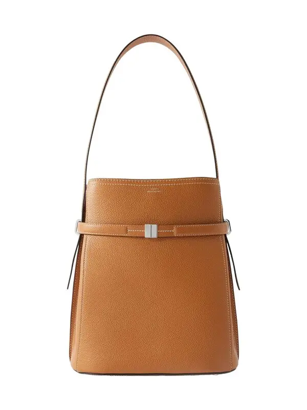 TOTEME Belted Textured-leather Tote - Tan