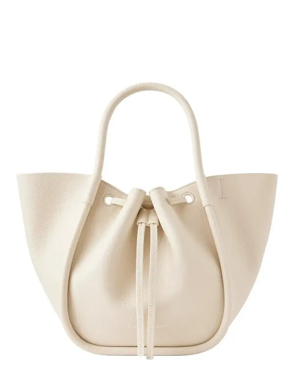 Proenza Schouler Small Ruched Textured-leather Tote - Neutrals